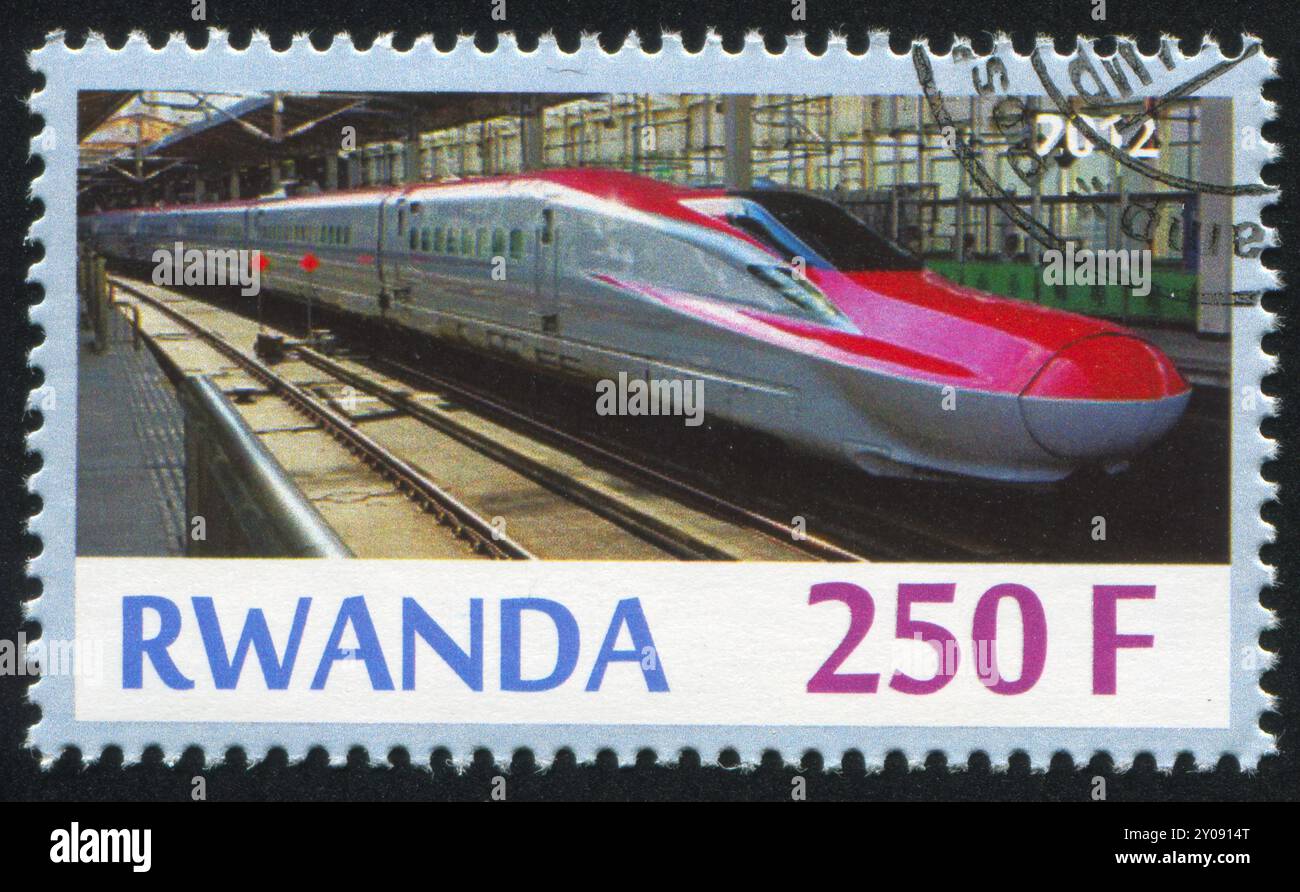RWANDA - CIRCA 2012: stamp printed by Rwanda, shows Train, circa 2012 ...