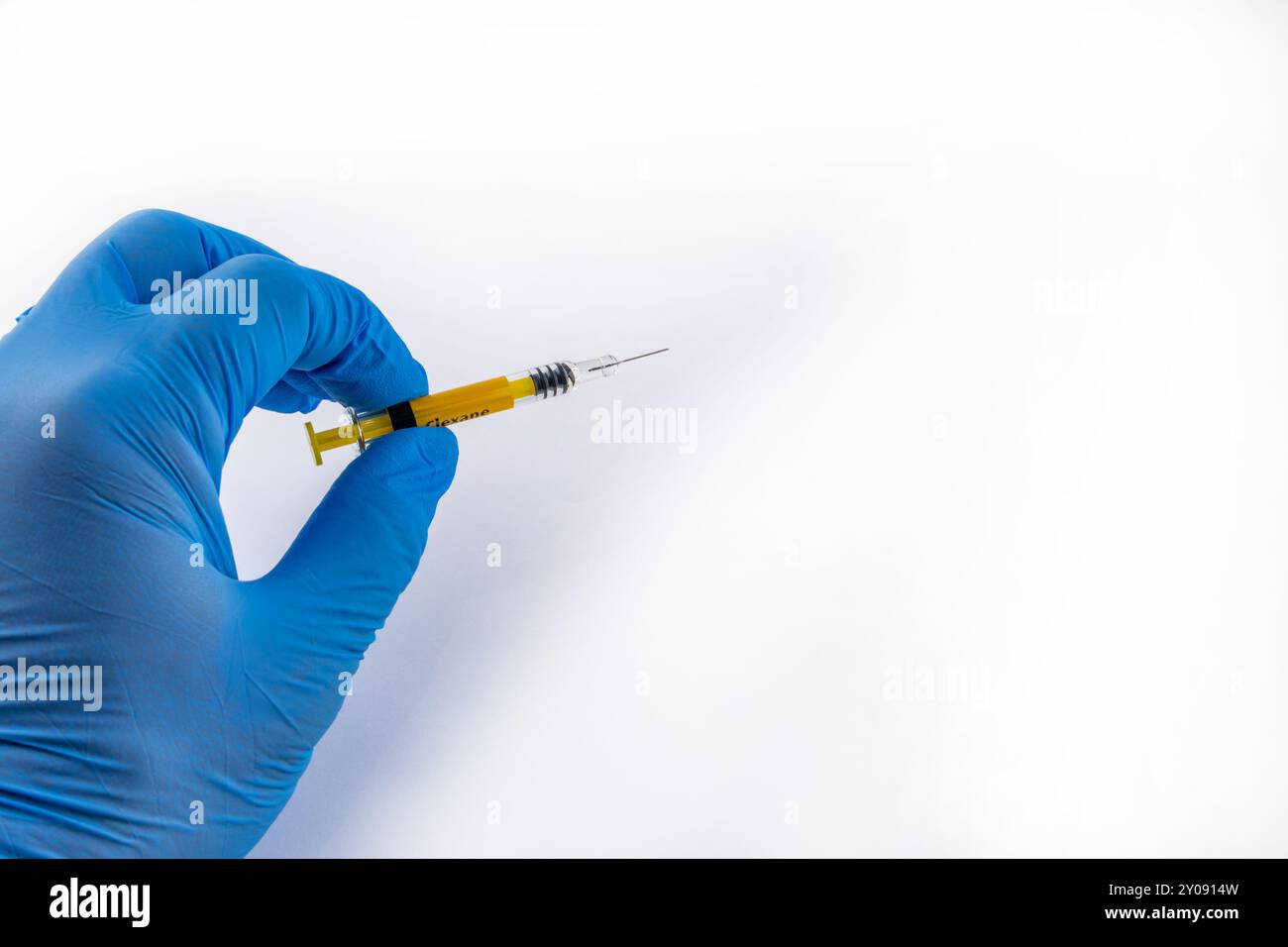 Heparin anticoagulant clexane medication syringe blue rubber surgical ...