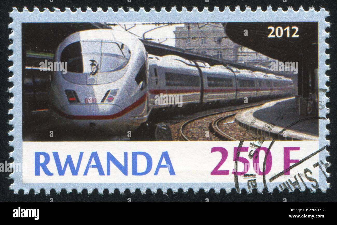 RWANDA - CIRCA 2012: stamp printed by Rwanda, shows Train, circa 2012 ...