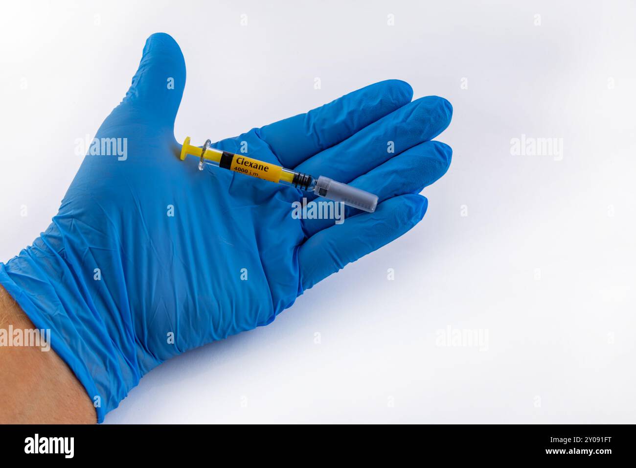 Heparin anticoagulant clexane medication syringe blue rubber surgical ...