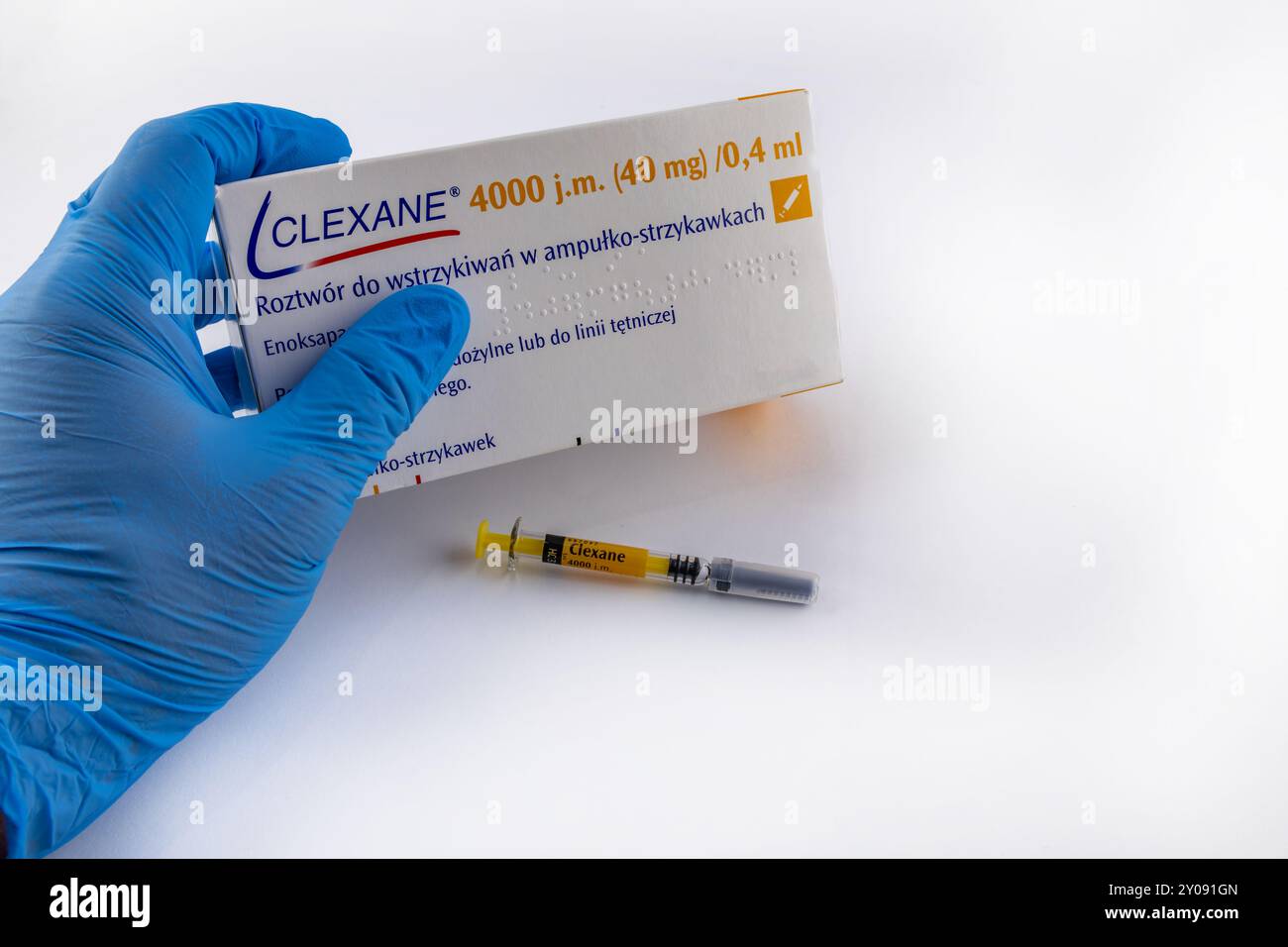 Heparin anticoagulant clexane medication syringe blue rubber surgical ...