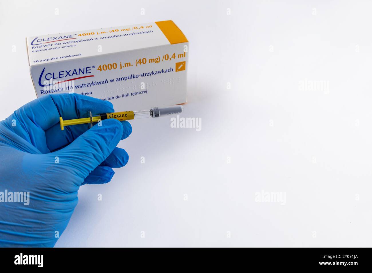 Heparin anticoagulant clexane medication syringe blue rubber surgical ...