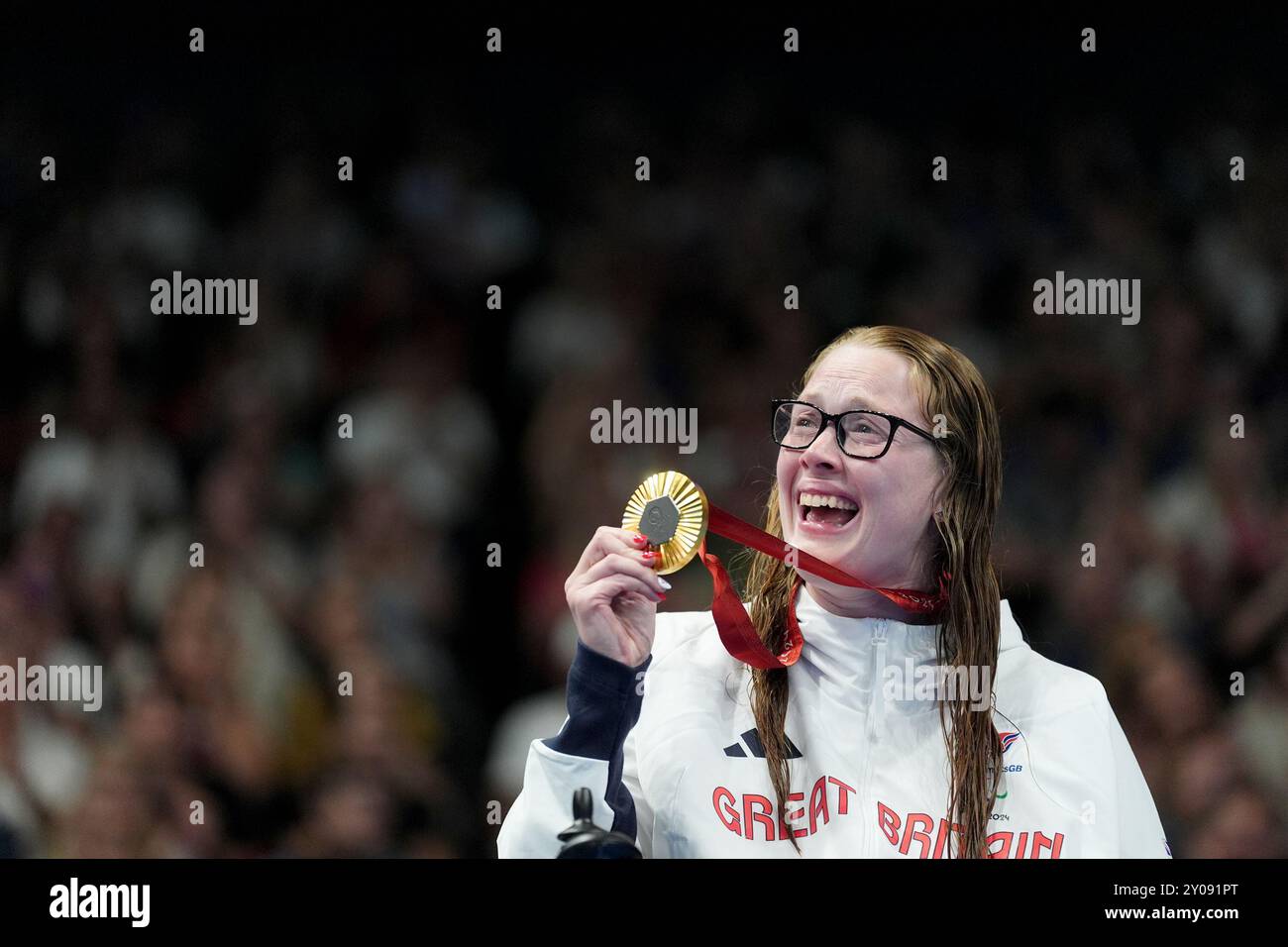 Great Britain's Brock Whiston celebrates with her gold medal after ...