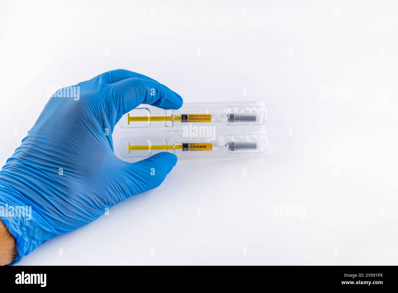 Heparin anticoagulant clexane medication syringe blue rubber surgical ...