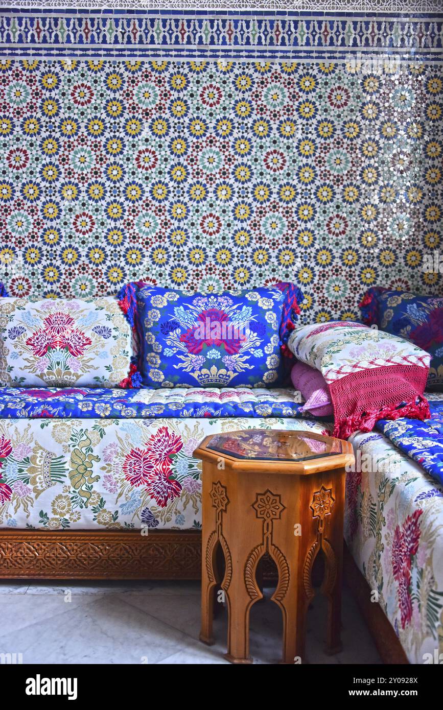 AGADIR, MOROCCO, OCT 1, 2016: Traditional Moroccan interior design ...