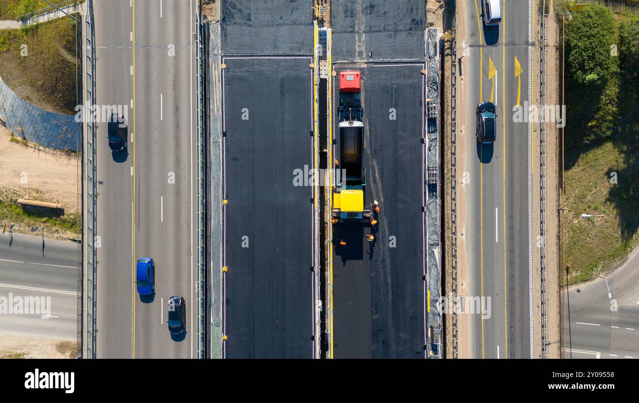 Aerial flyover steel construction on hi-res stock photography and ...