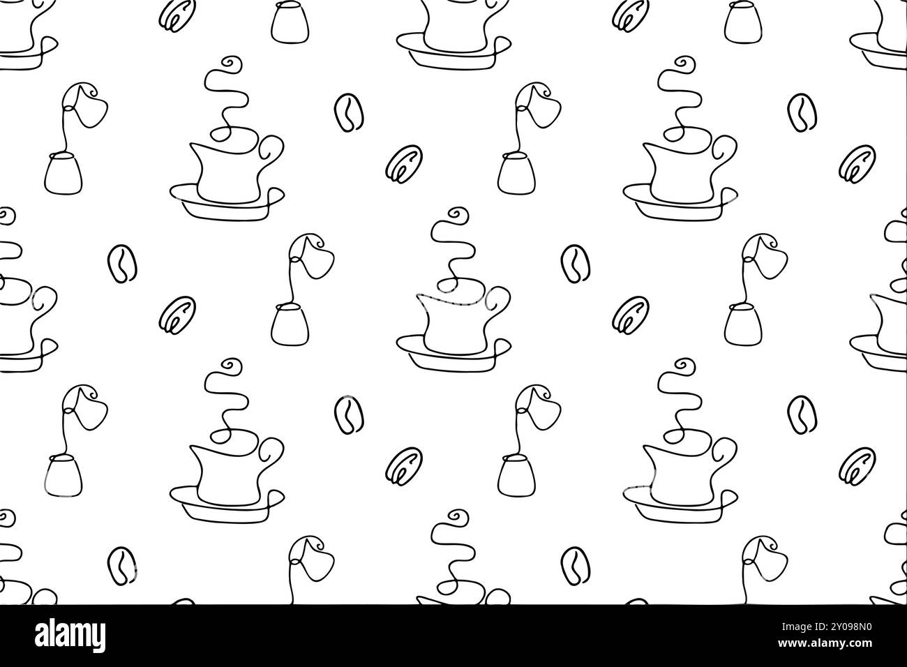 Seamless pattern of coffee, vector background. Cute beverages, hot ...