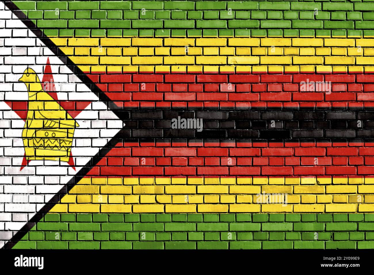 Flag of Zimbabwe painted on brick wall Stock Photo - Alamy