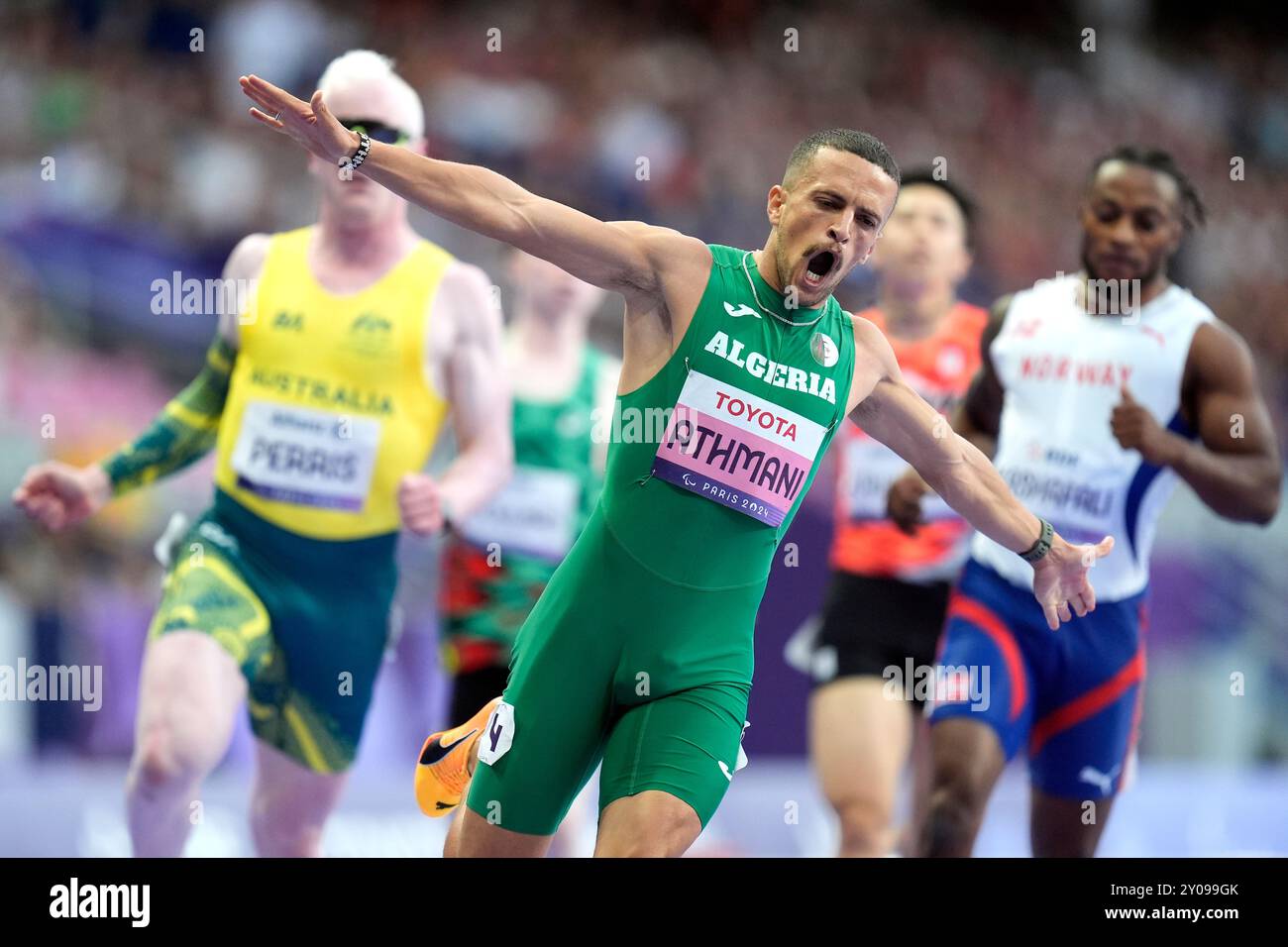 Algeria's Skander Djamil Athmani celebrates winning gold in the Men's ...