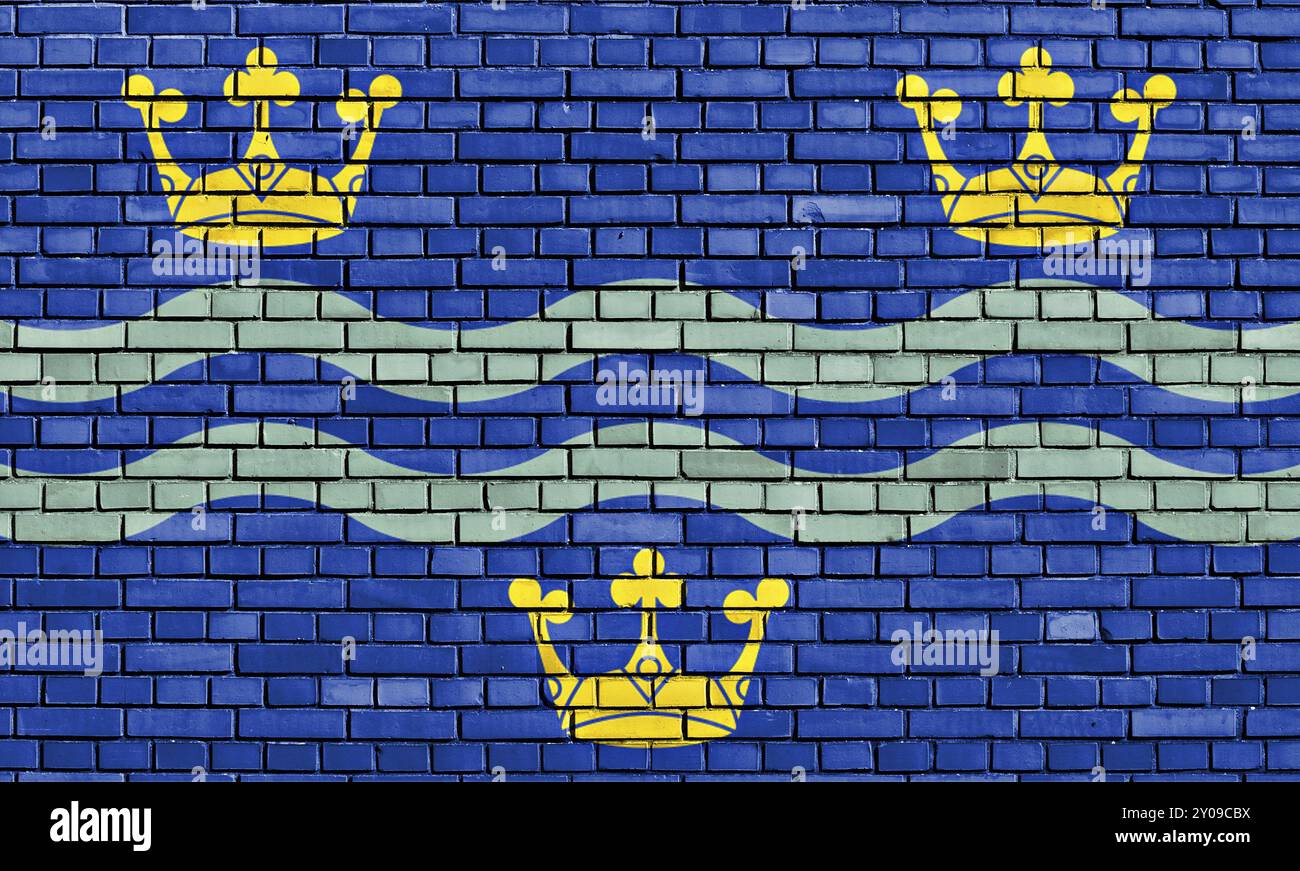 Flag of Cambridgeshire painted on brick wall Stock Photo - Alamy