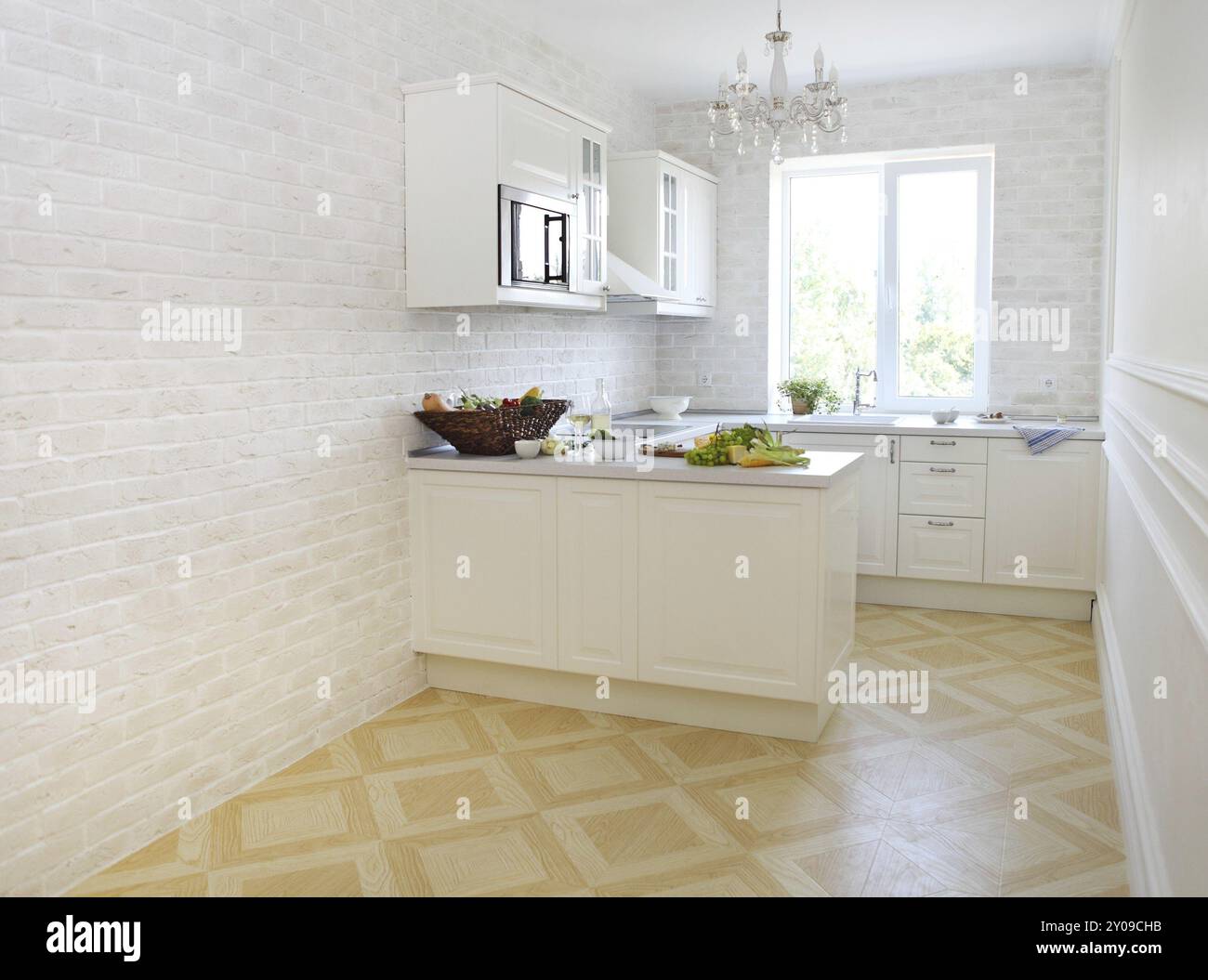 Classical white kitchen at home with healthy food Stock Photo - Alamy
