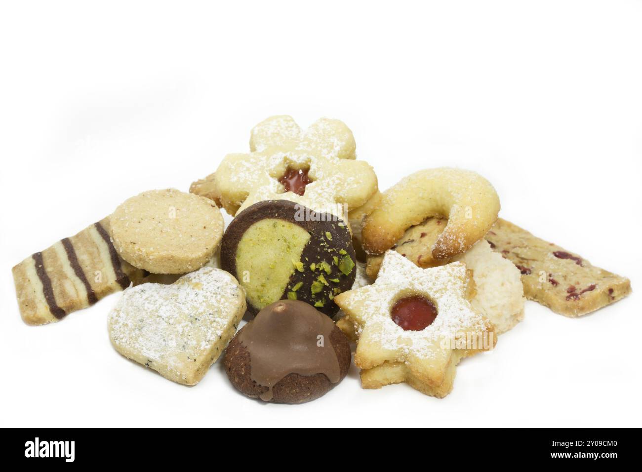 Selection of Christmas biscuits on a white background Stock Photo - Alamy