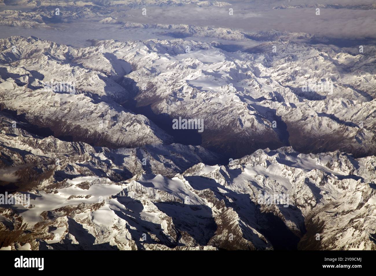 View of the Alps from the window of an aeroplane Stock Photo - Alamy
