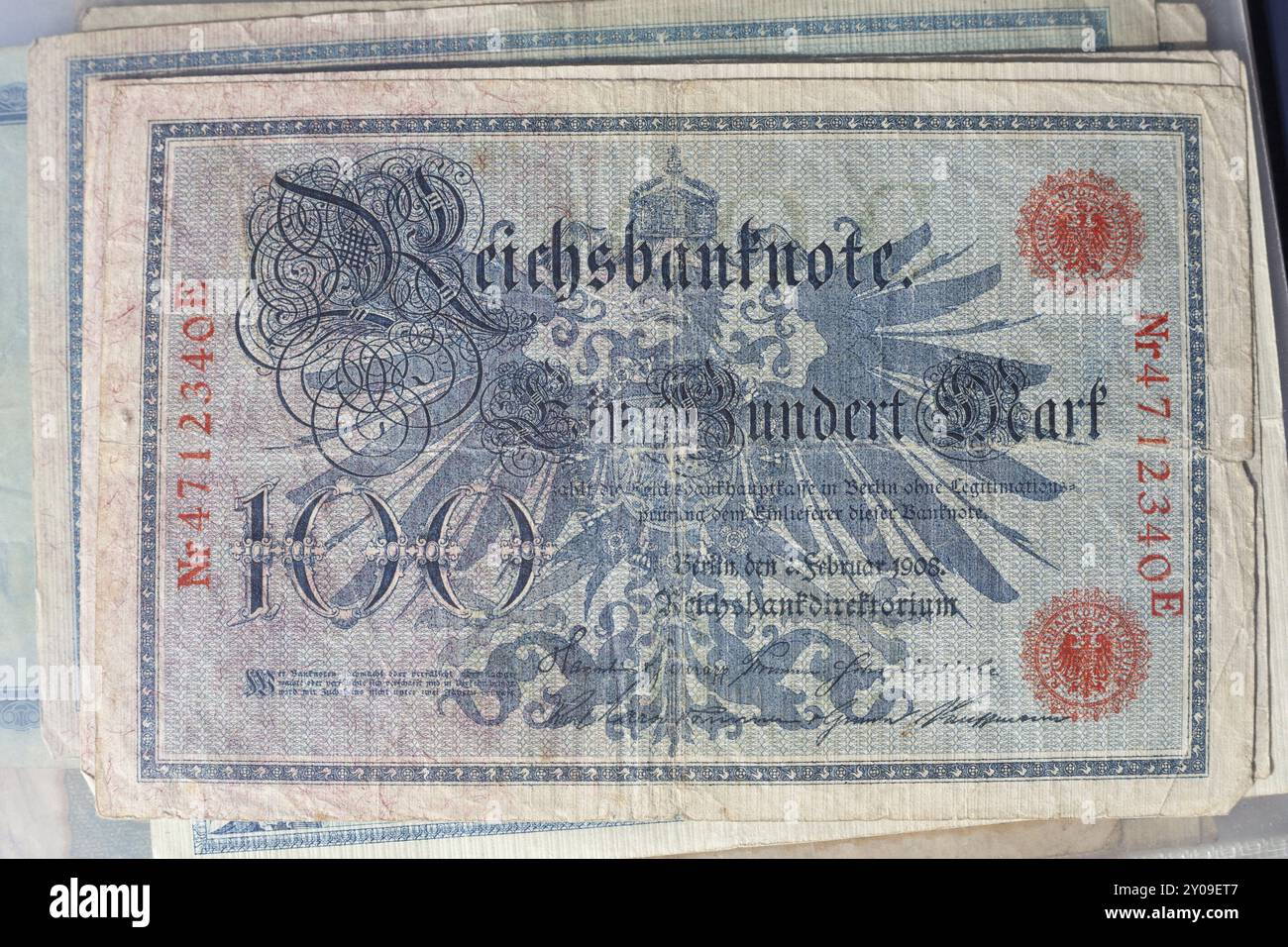 Historical banknote, Reichsbanknote, 100 Mark from 1908, German Reich ...