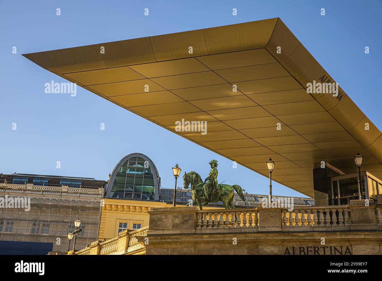 Striking roof construction above the entrance to the Albertina art ...