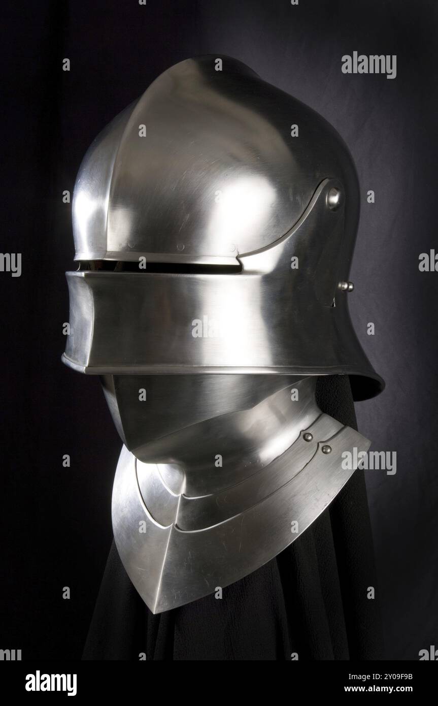 Armour of the medieval knight. Metal protection of the soldier against ...
