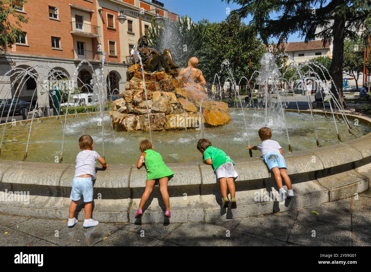 Four children playing in the fountain allegorical to the Water and the ...