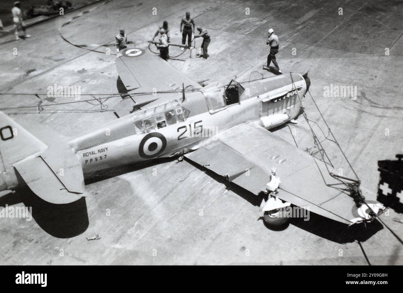 A Fairey Firefly of the Fleet Air Arm after crash landing on HMS Ocean ...
