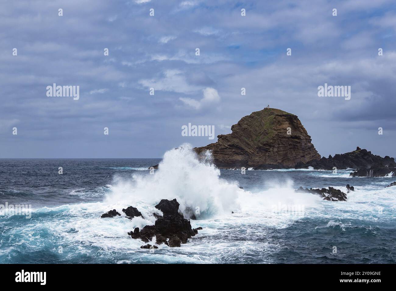 Waves and rocks in Porto Moniz on the island of Madeira, Portugal ...