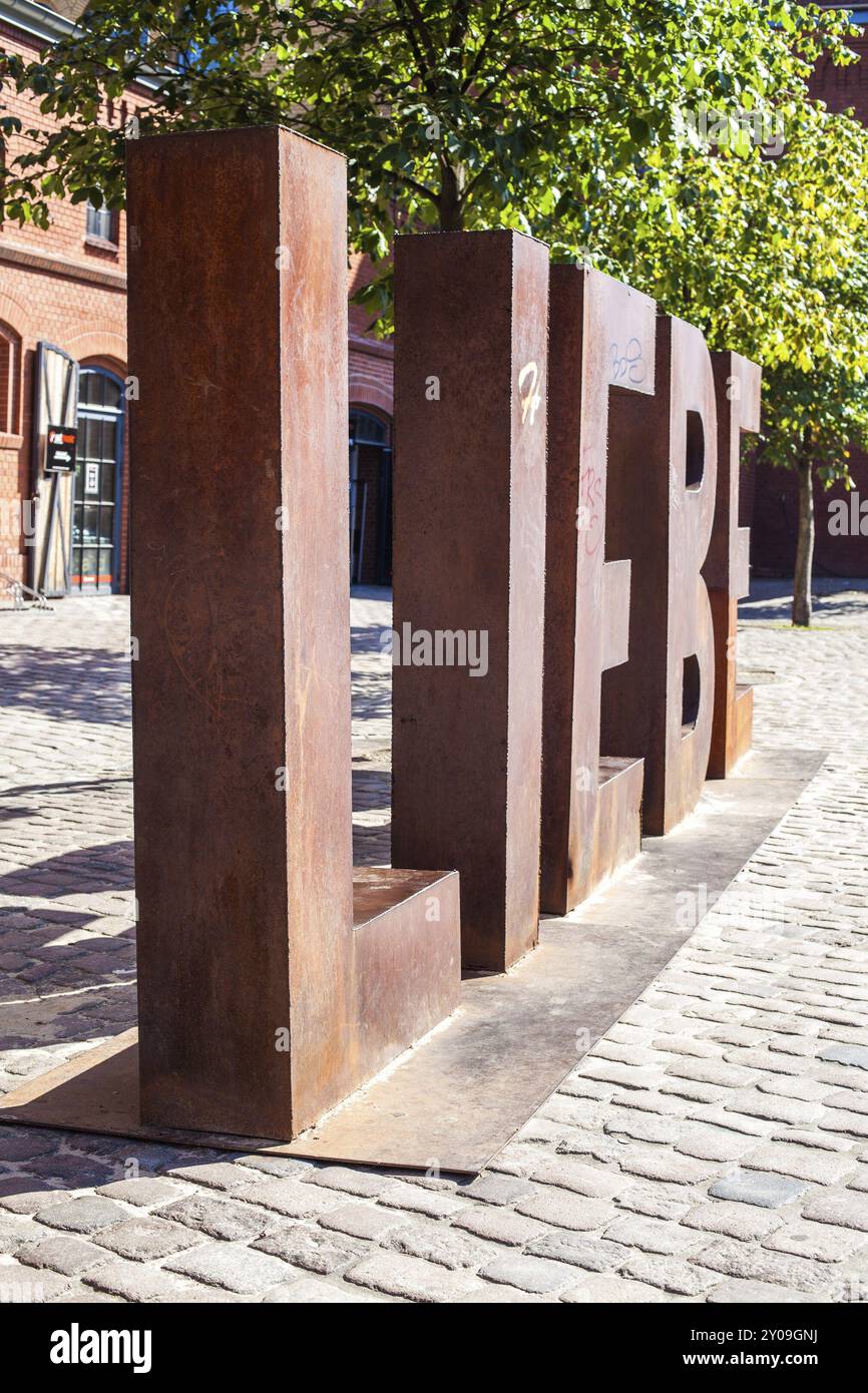 BERLIN, GERMANY, The huge LIEBE letters, which mean LOVE, match the ...