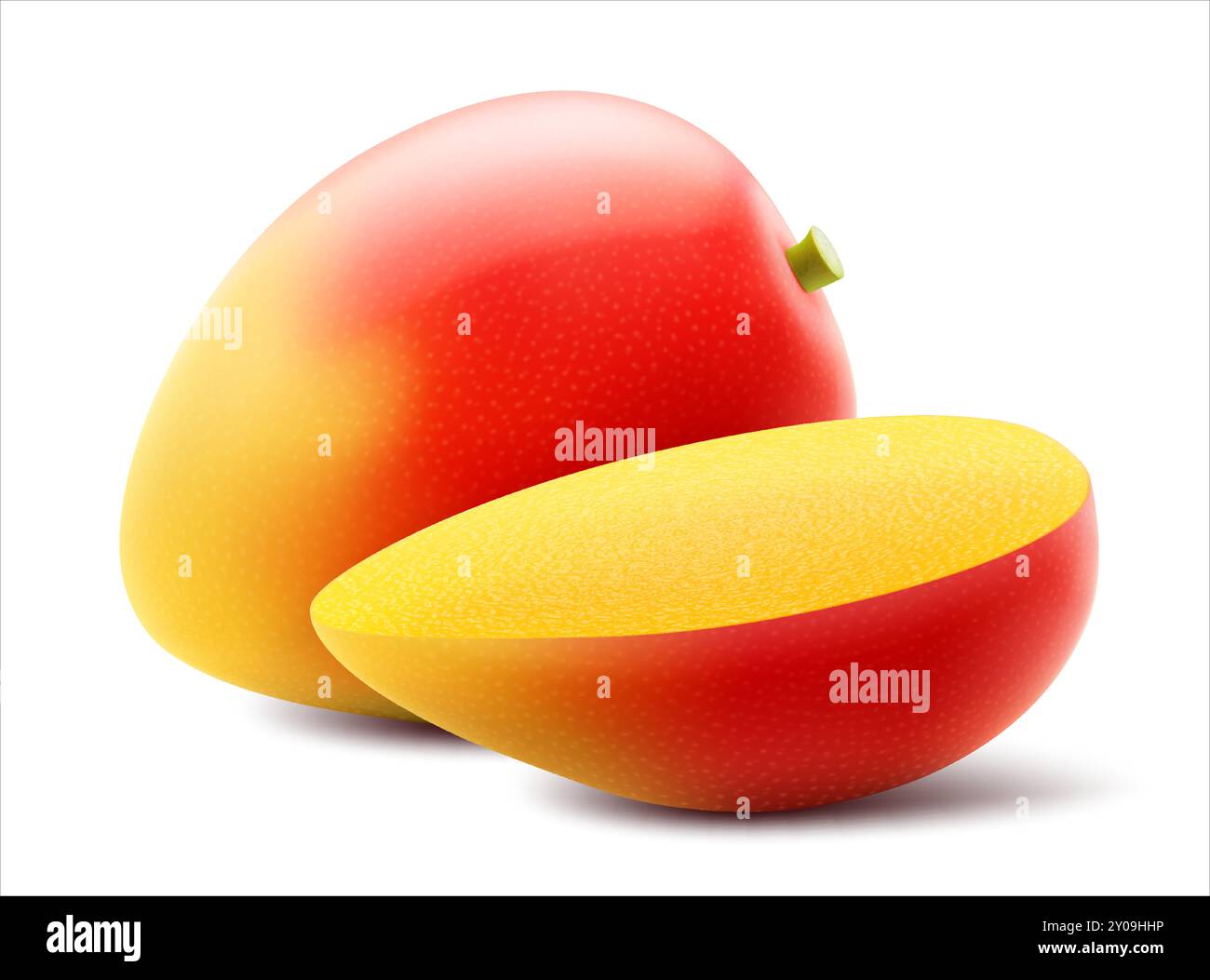 Fresh mango tropical fruit. Whole and slice exotic mango fruit isolated ...