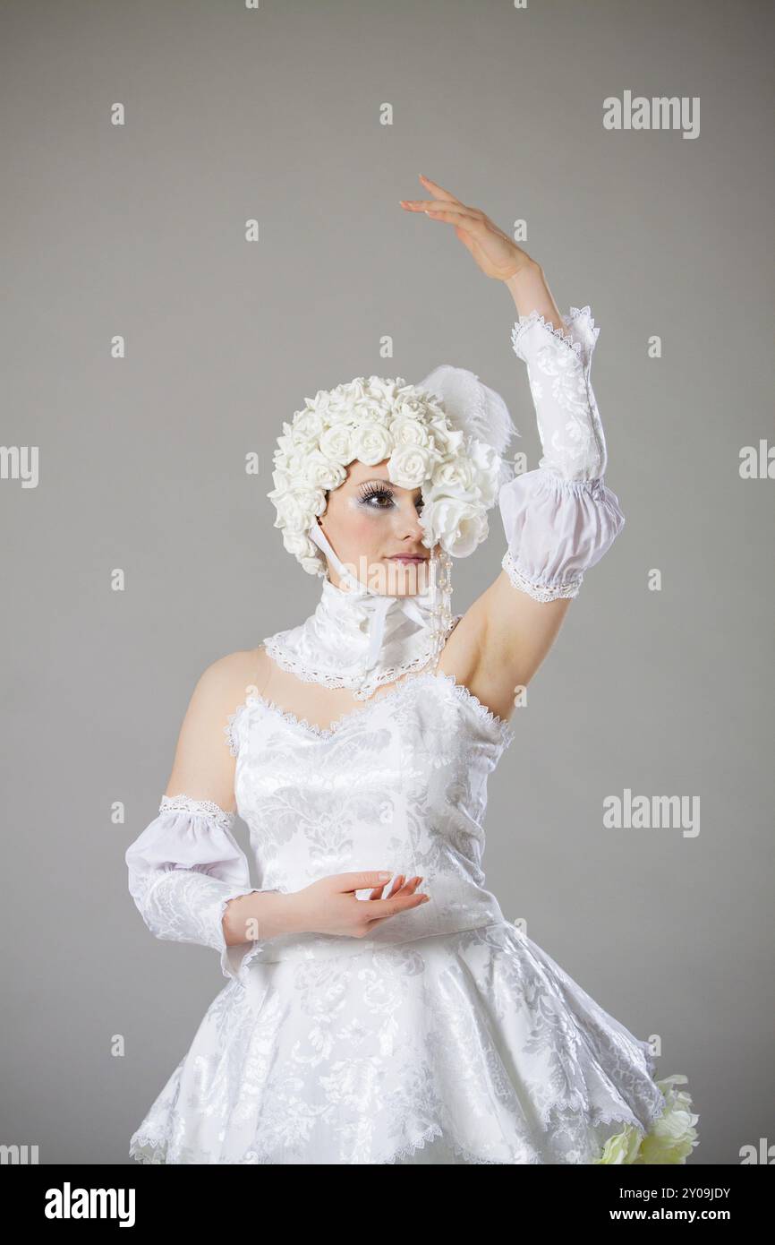 Ballet dancer in a white costume Stock Photo - Alamy