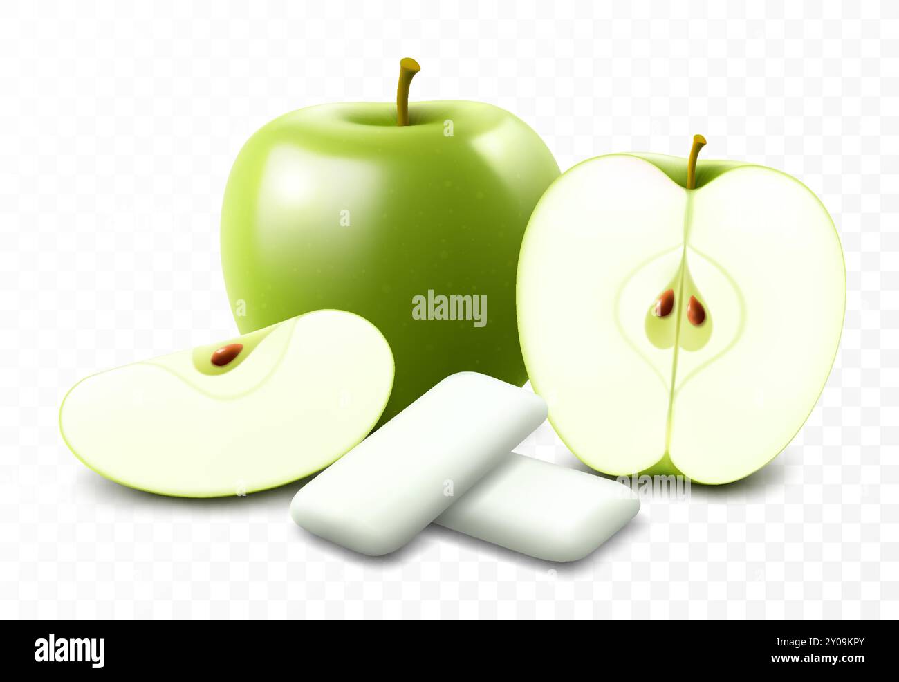 Pads of bubble gum with green apple flavour. Chewing gums for healthy ...