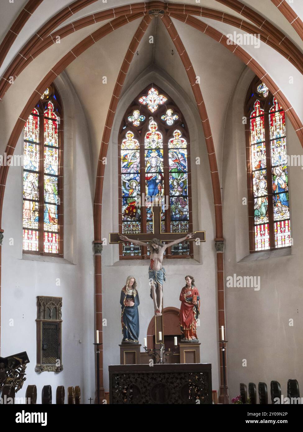 Altar with crucifixion group under the cross vault of St Michael's ...