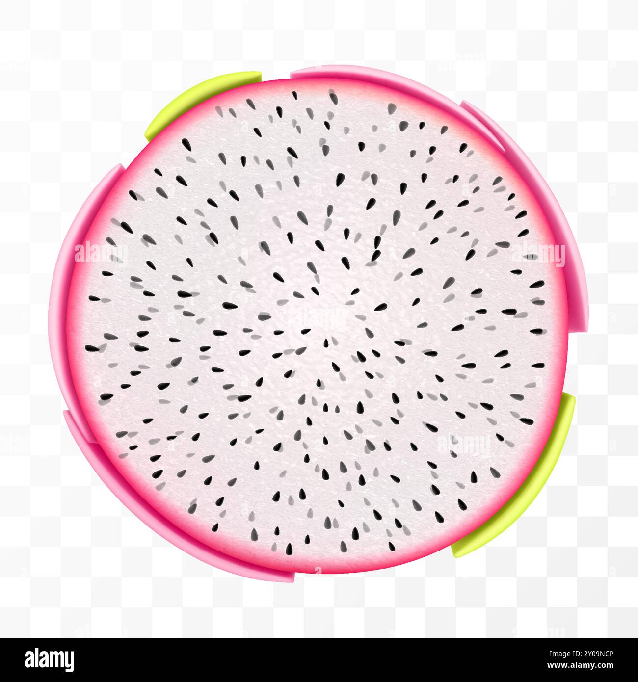 Fresh Dragon fruit isolated on transparent background. Half of Pitaya ...