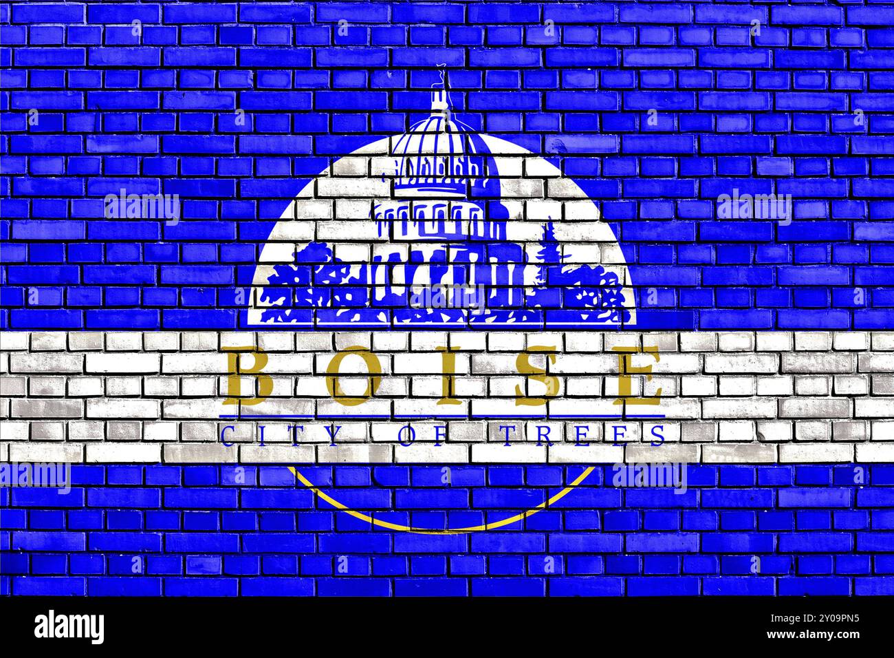 Flag of Boise painted on brick wall Stock Photo - Alamy