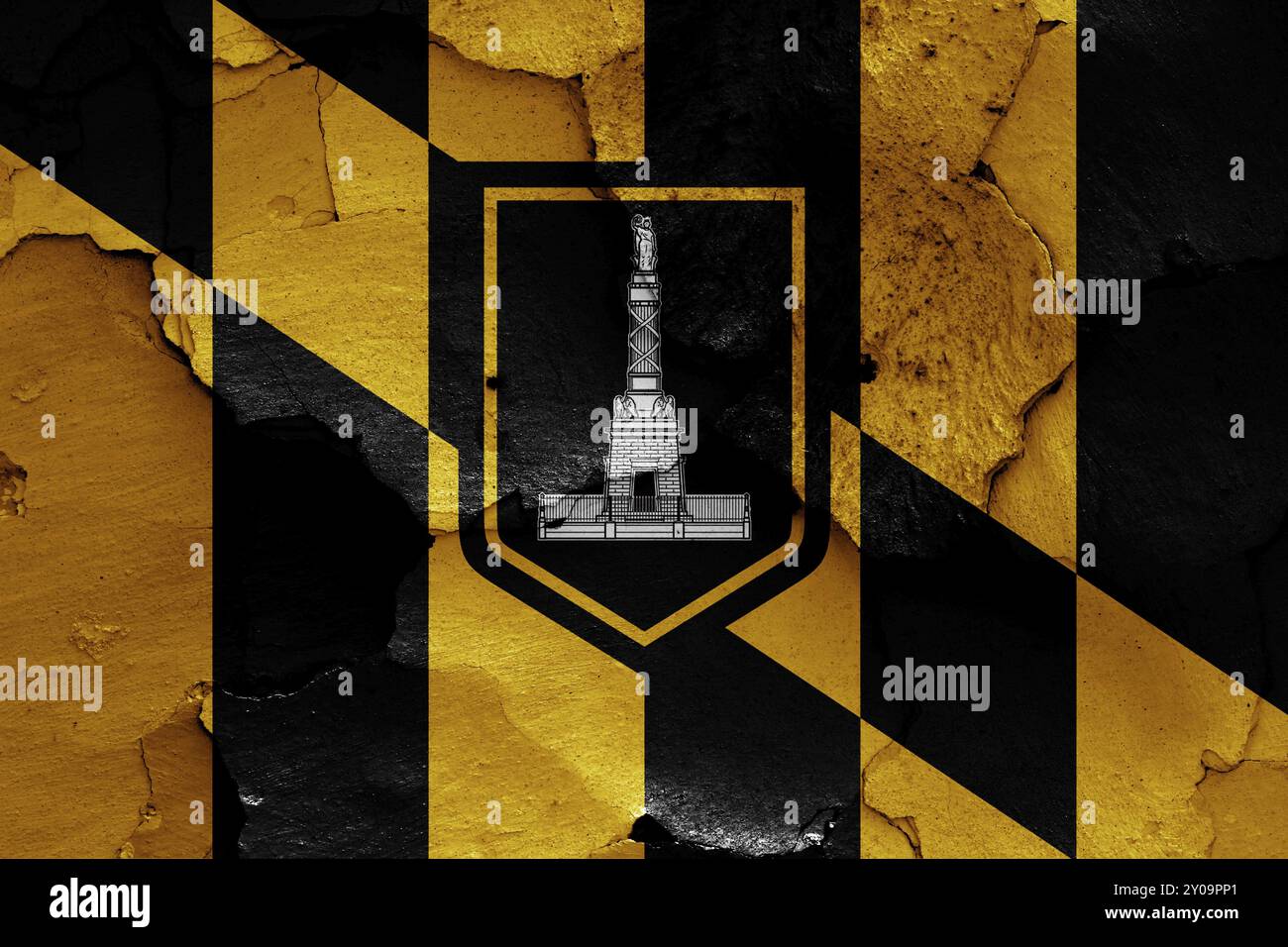 Flag of Baltimore painted on cracked wall Stock Photo - Alamy