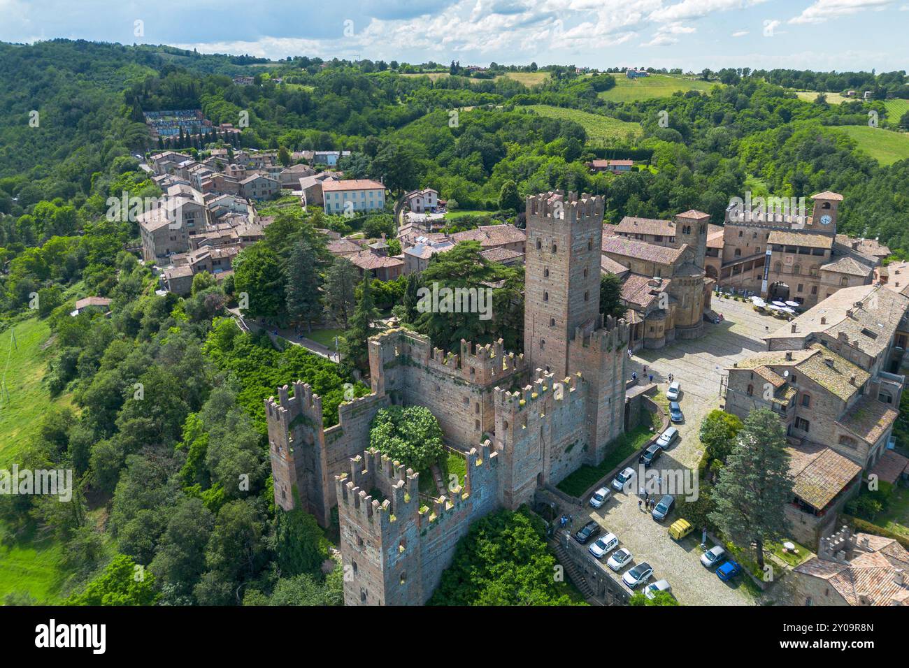 Aerial view of Castell'Arquato, one of the most beautiful villages in ...