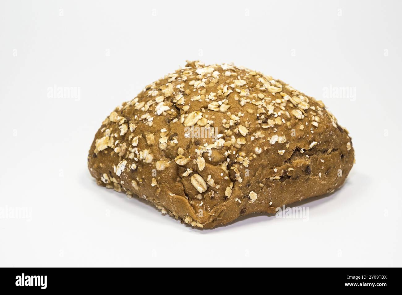 A wholemeal bread roll cropped on a white background Stock Photo - Alamy