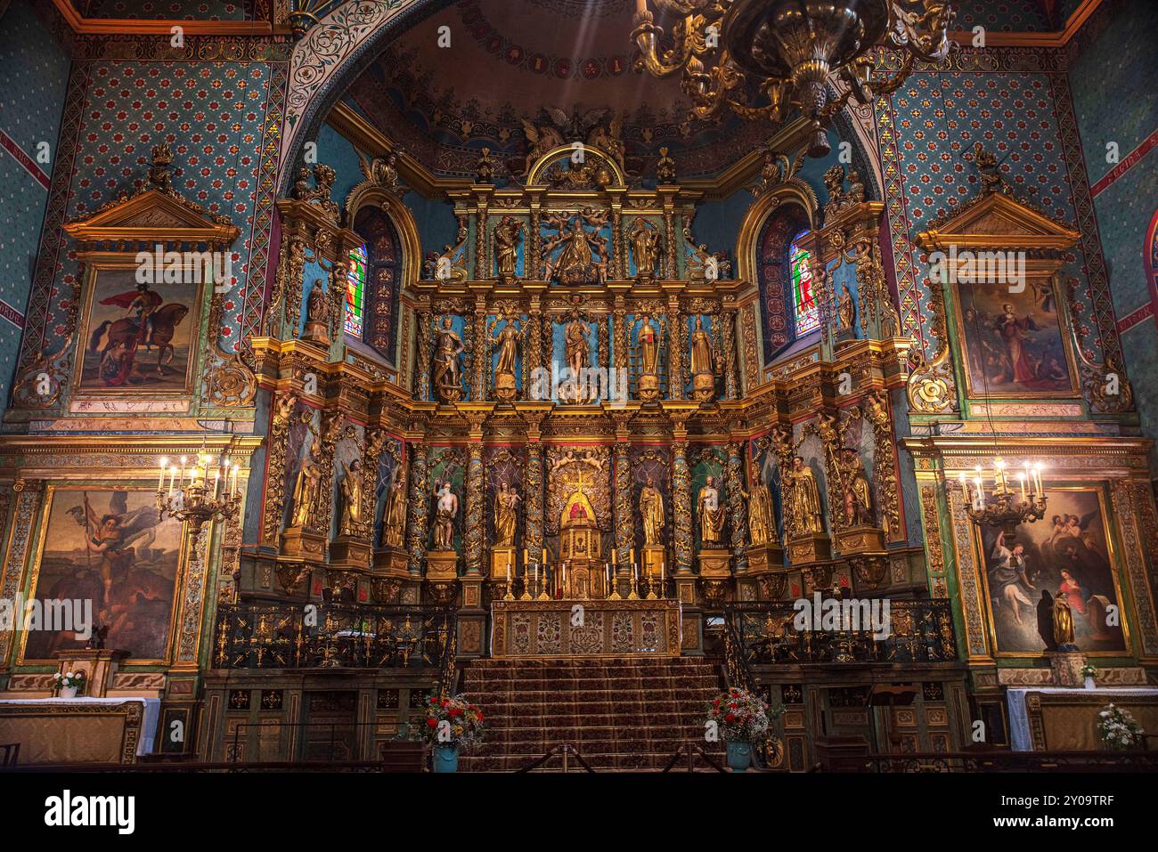 Interior of the church in the town of Saint-Jean-de-Luz in the Basque ...