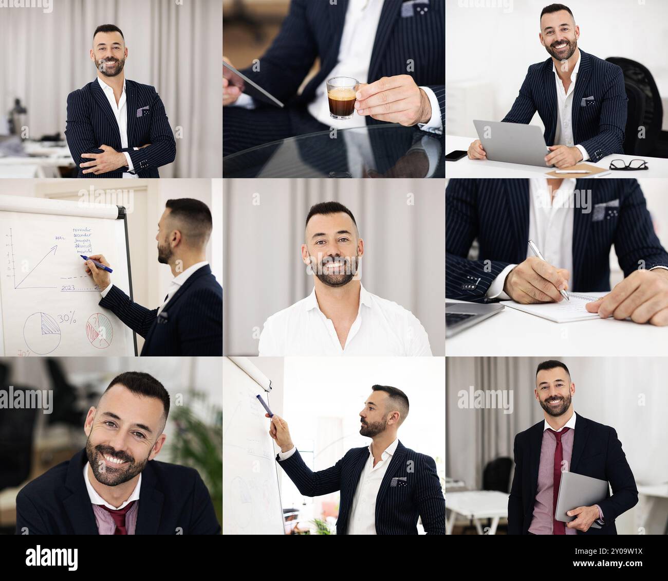 Business Professional Engaging in Multiple Activities in Modern Office ...