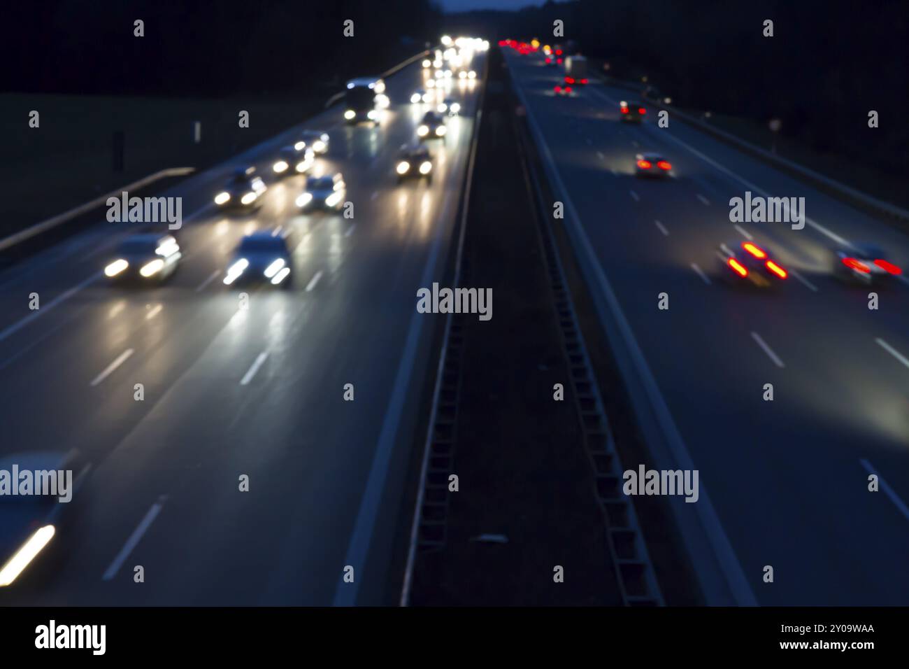 Traffic on the motorway at night Stock Photo - Alamy