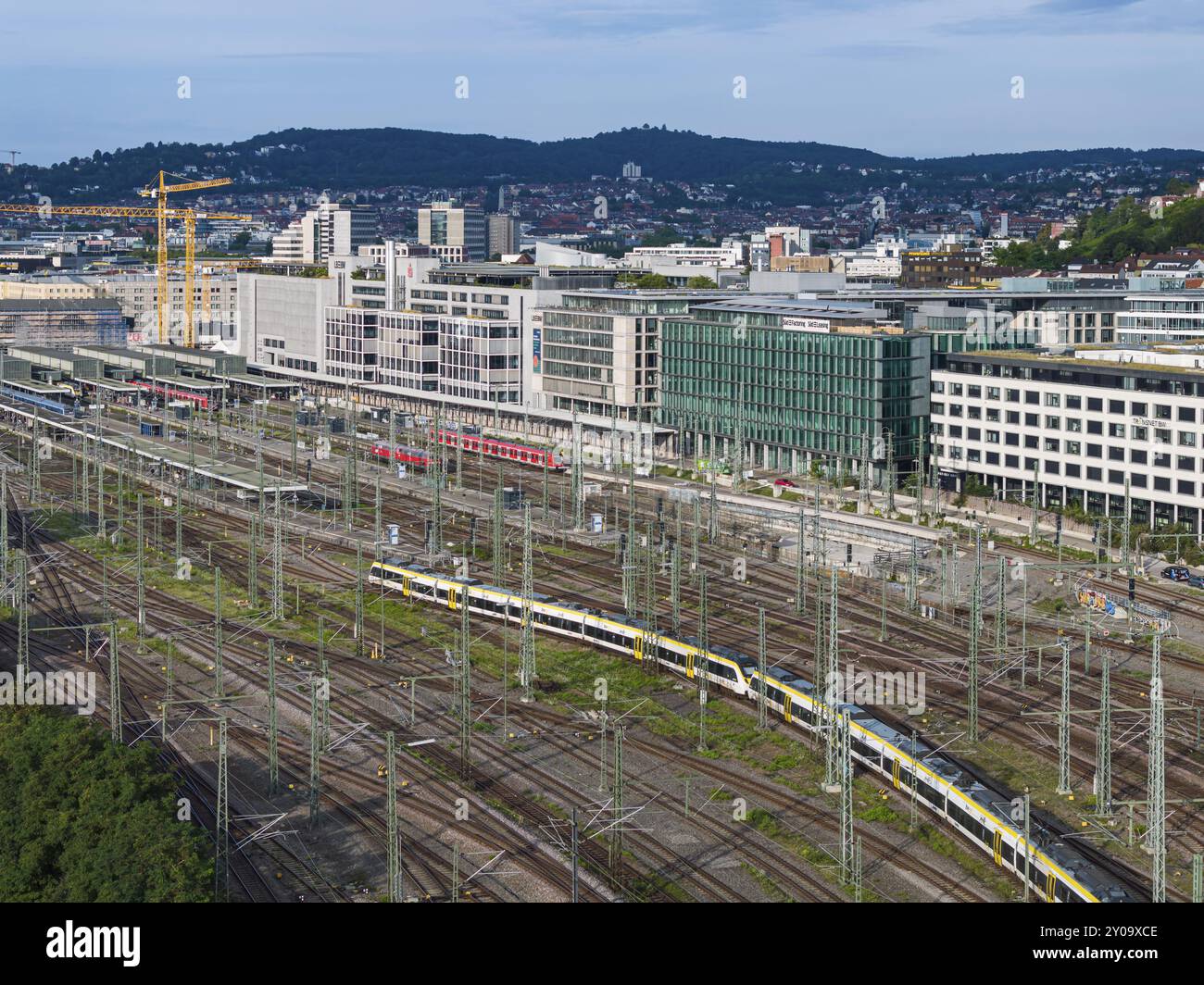 Track apron at Stuttgart Central Station with the functional buildings ...