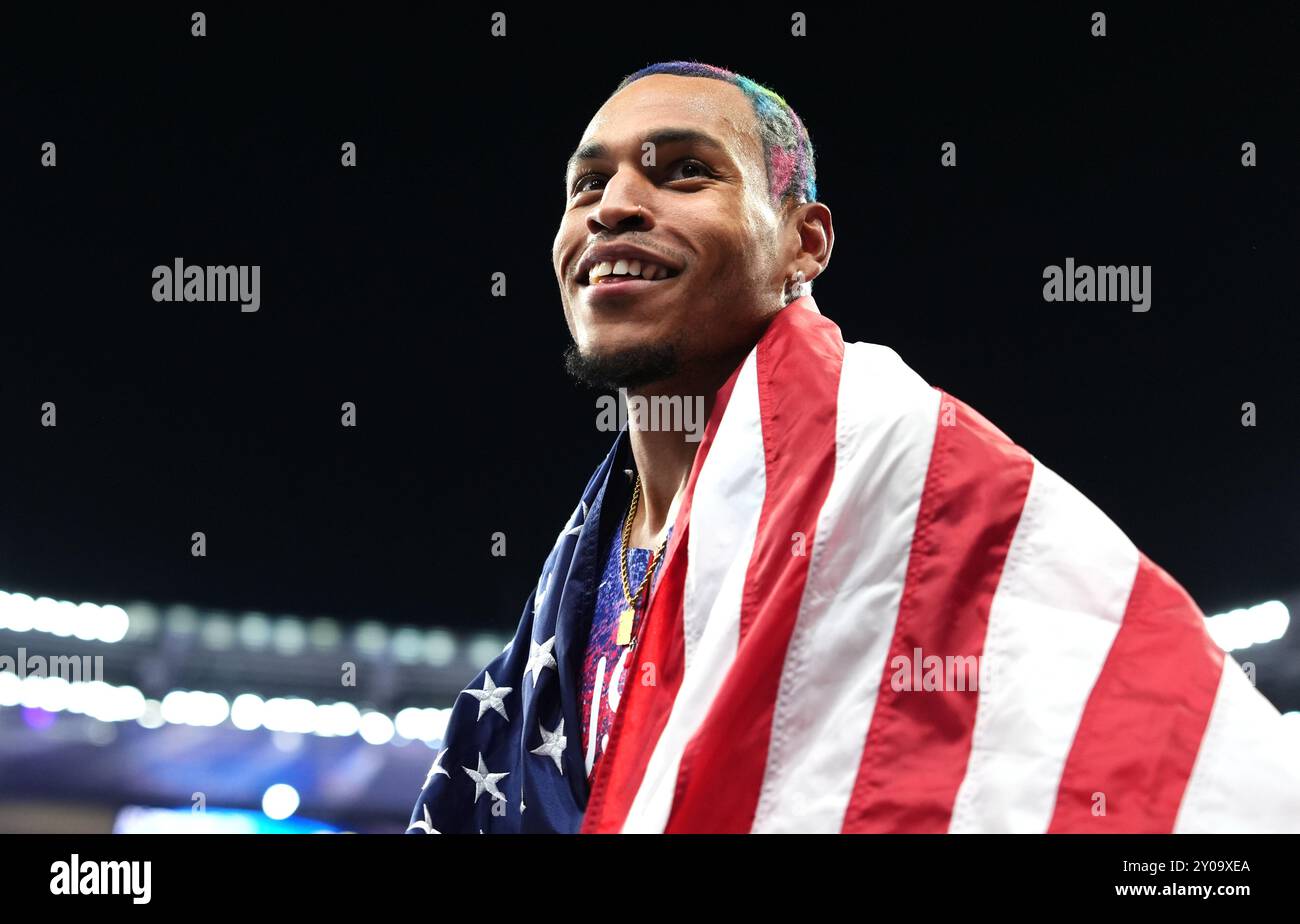 USA's Roderick Townsend celebrates winning gold in the Men's High Jump ...