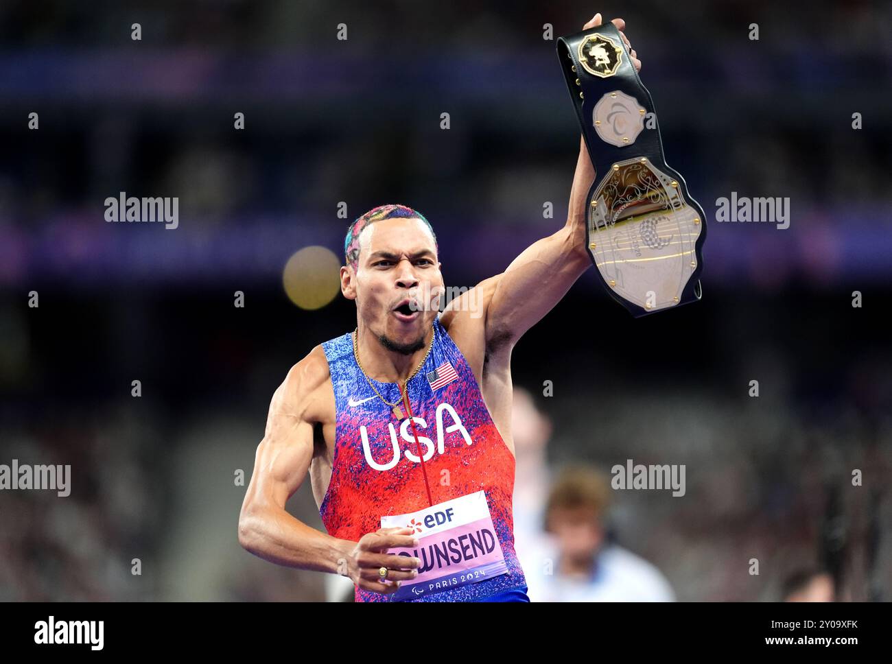 USA's Roderick Townsend celebrates winning gold in the Men's High Jump ...