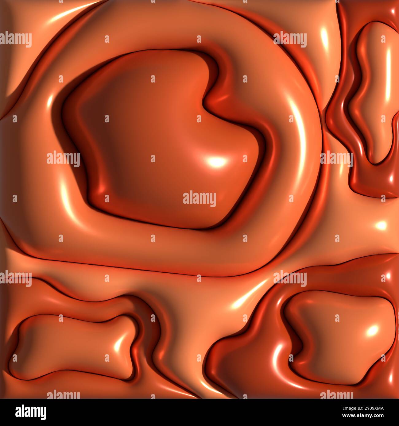Orange inflated figures with shiny surface, 3D rendering illustration ...