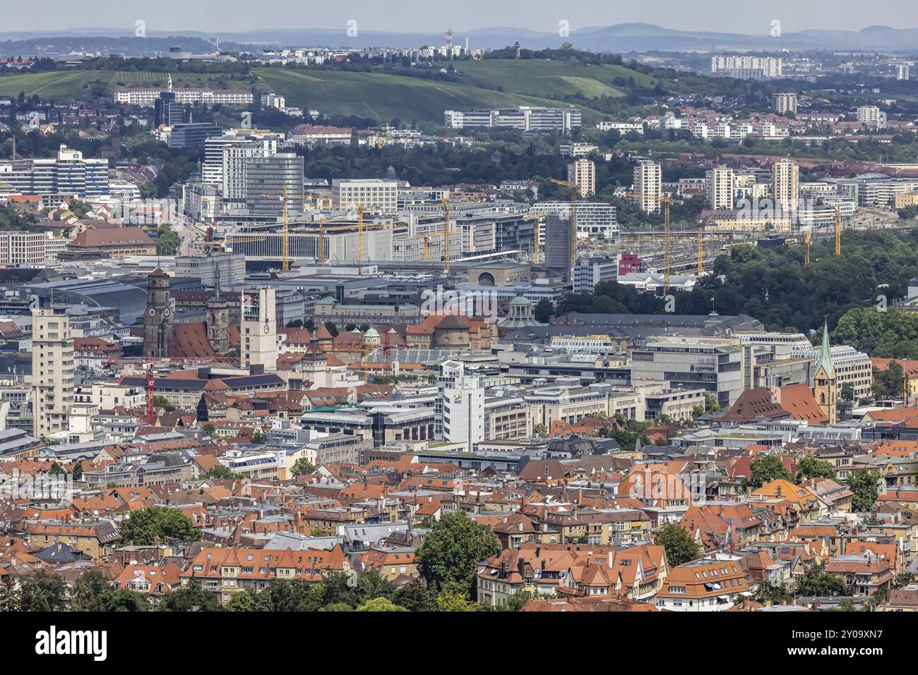 City view of Stuttgart. View of the city centre with the central sights ...