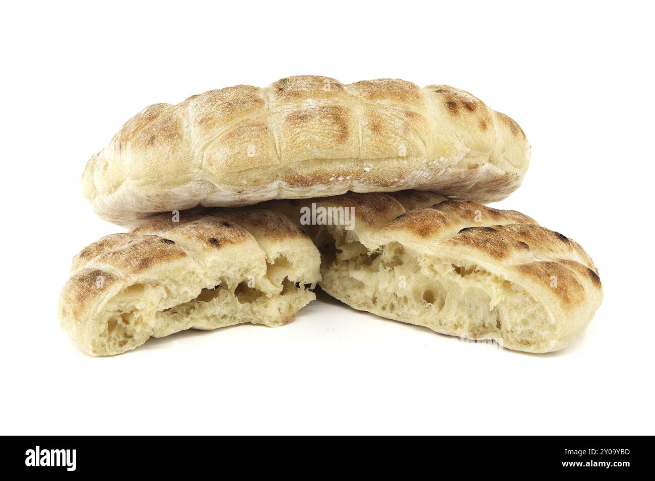 Stack of round pita flat-breads isolated on a white background, pita ...
