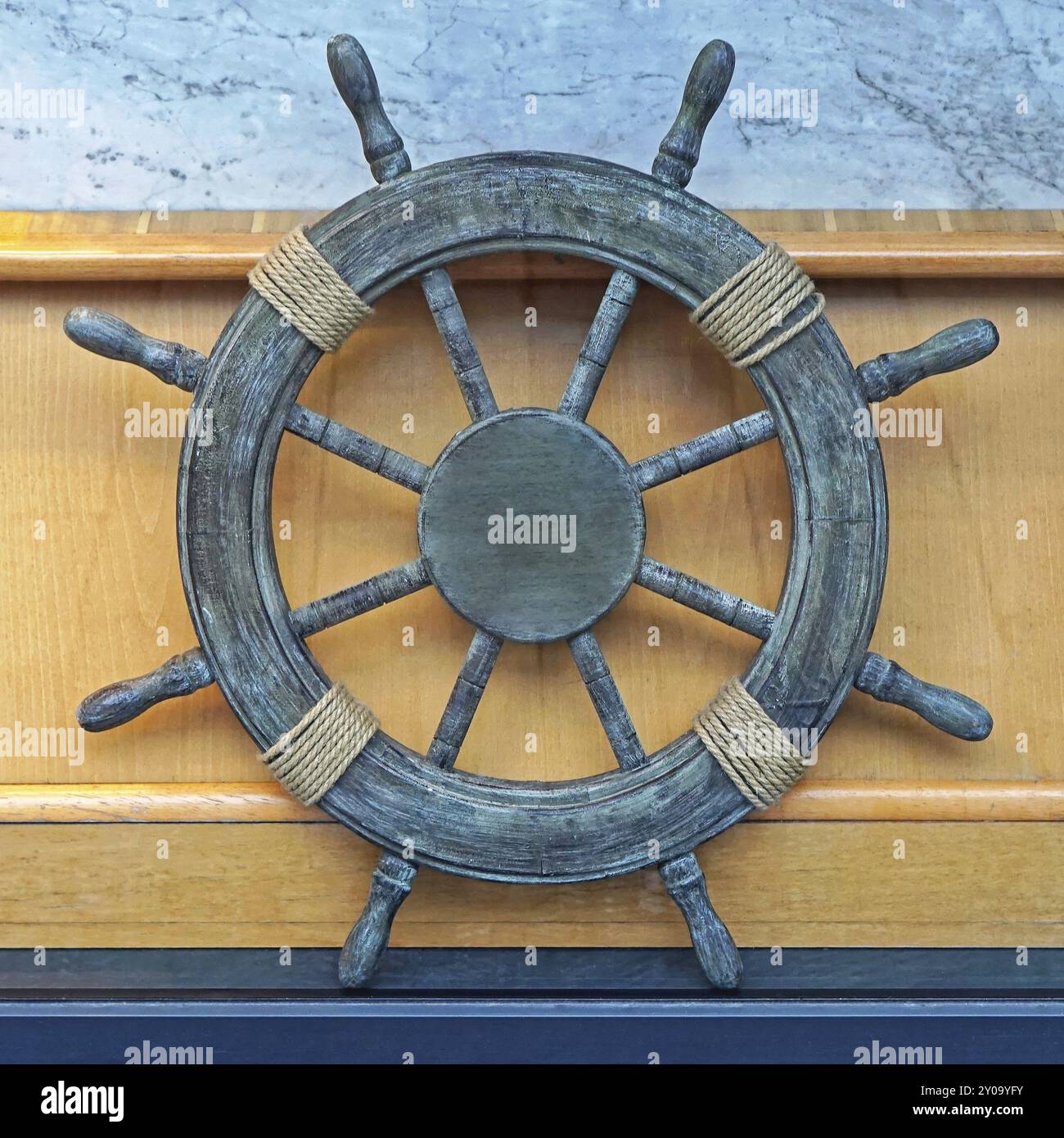Wooden ship wheel from old vessel Stock Photo - Alamy
