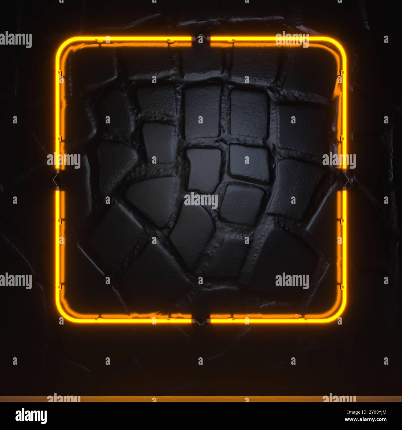 Neon sign. Square glowing light banner with blank space. Electric ...