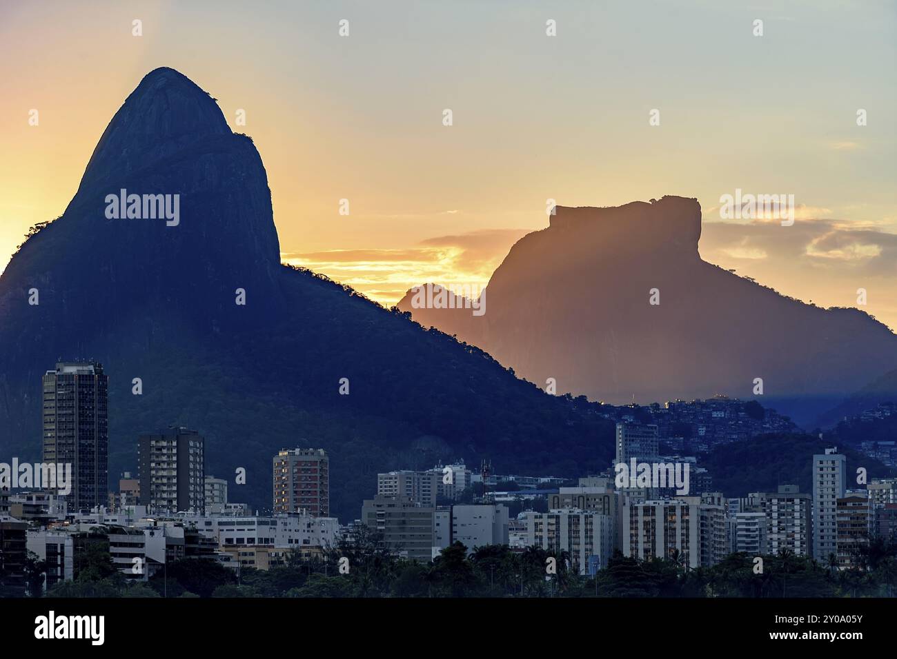 Buildings of the neighborhood of Leblon On Rio de Janeiro with the Two ...