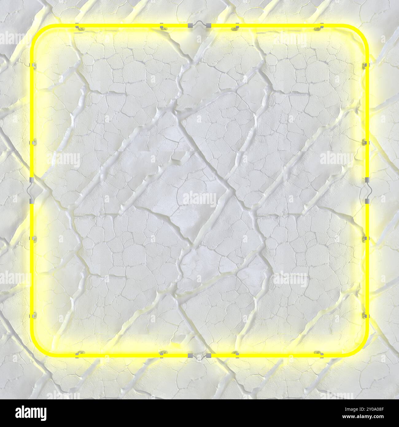 Yellow neon frame on white textured background. 3d illustration Stock ...