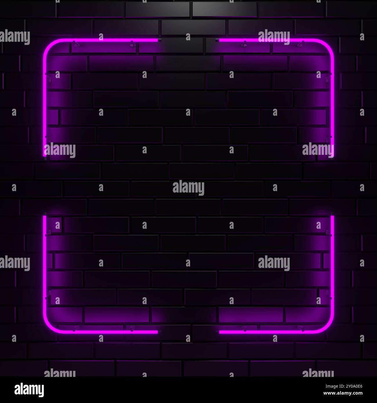 Neon sign. Square glowing light banner with copy space. Electric ...