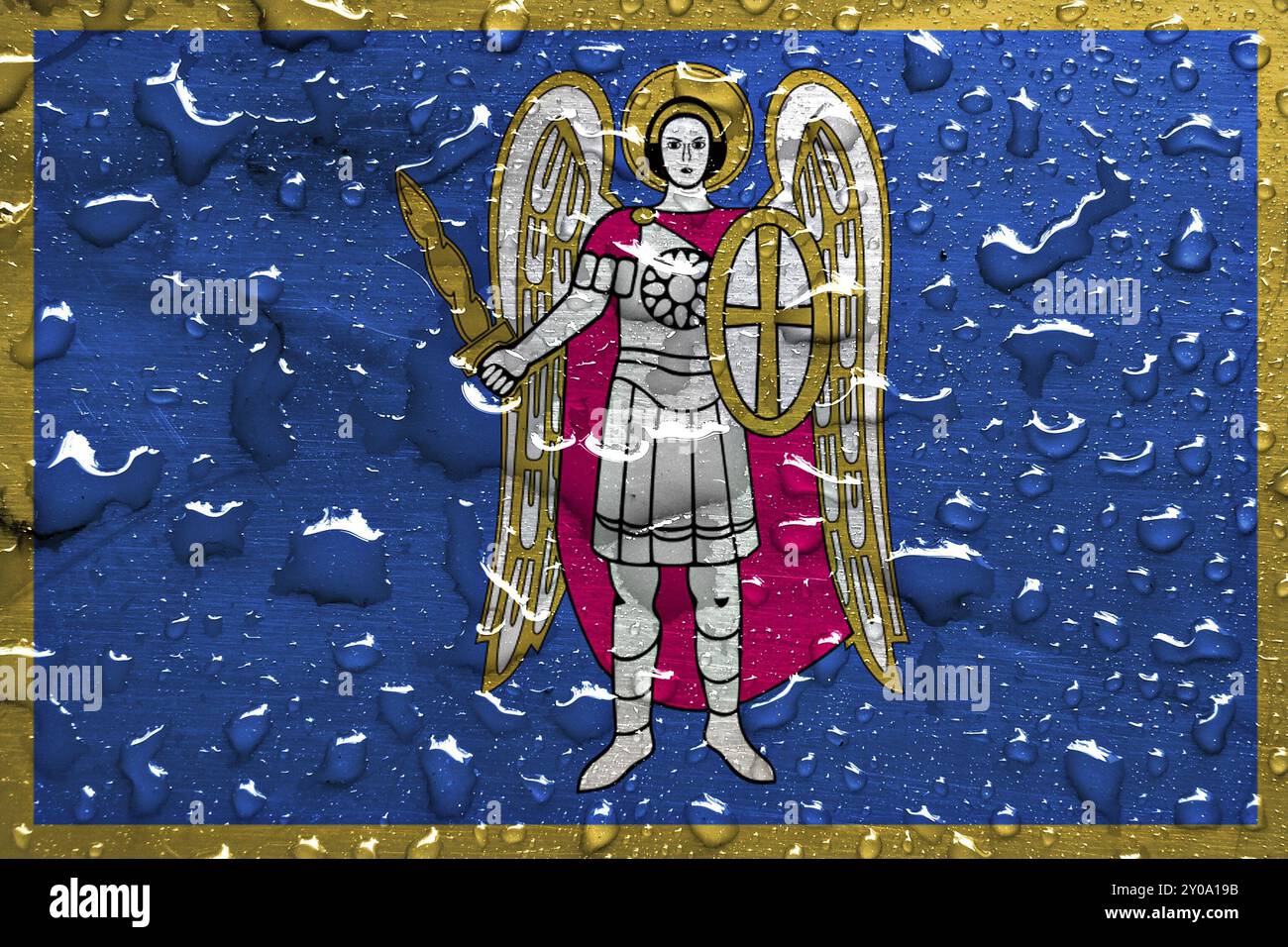Flag of Kiev with rain drops Stock Photo - Alamy