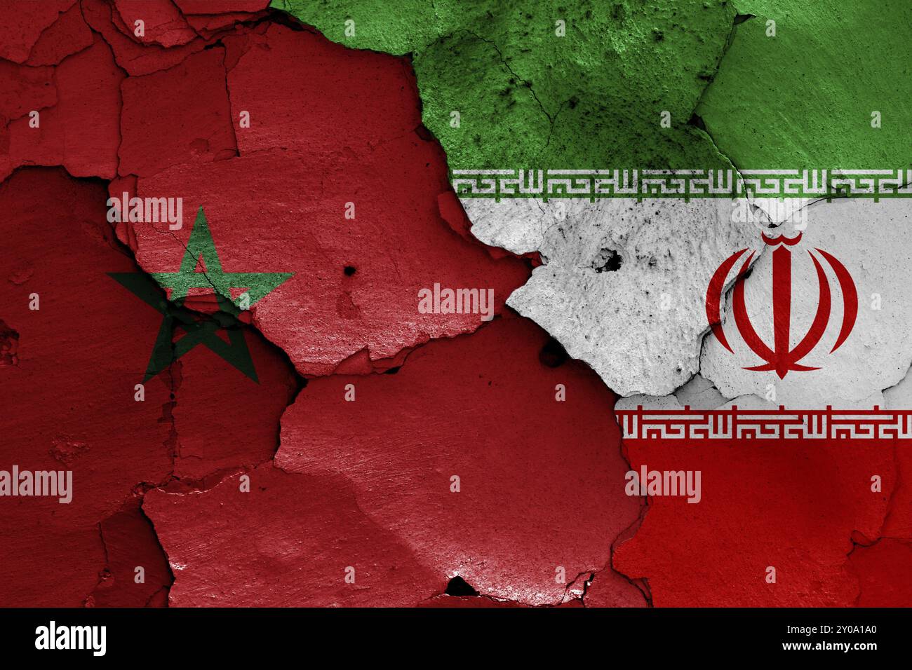 Flags of Morocco and Iran Stock Photo - Alamy