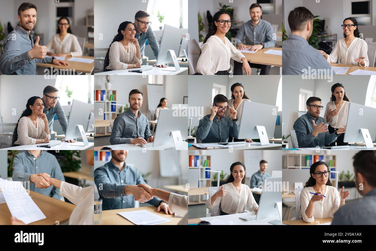 Professional Business Team Engaging in Collaborative Discussion Inside Modern Office Stock Photo ...